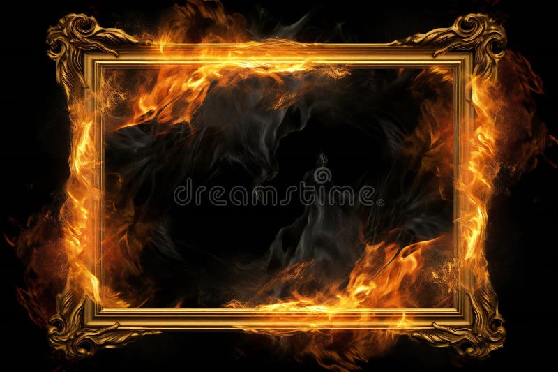 Burning Fire Frame or Blazing Inferno Abstract Border Stock ...