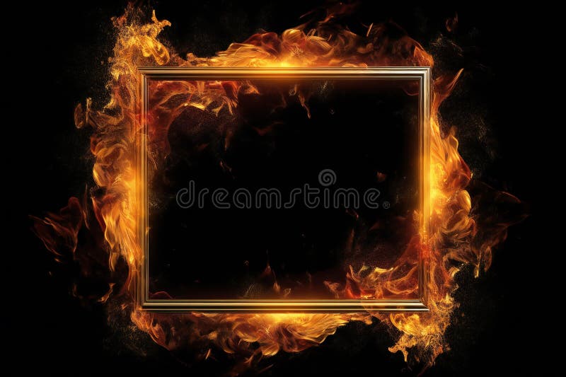 Burning Fire Frame or Blazing Inferno Abstract Border Stock ...