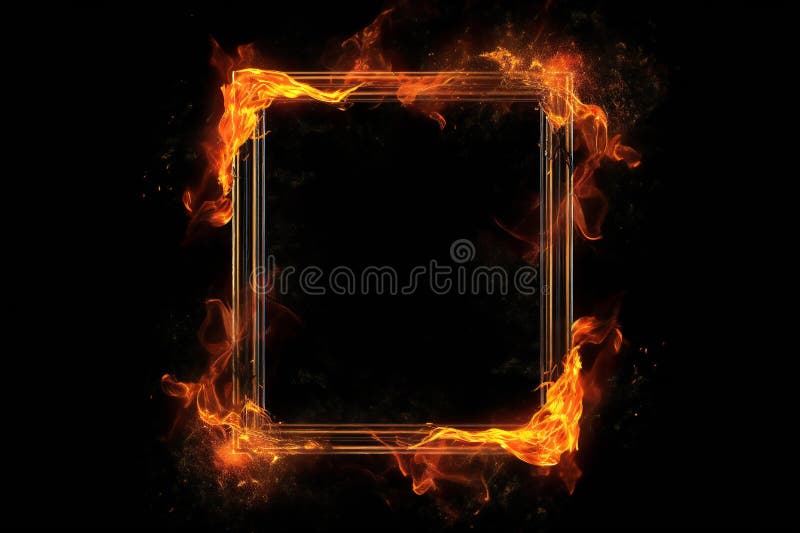Burning Fire Frame or Blazing Inferno Abstract Border Stock ...