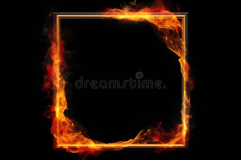 Burning Fire Frame or Blazing Inferno Abstract Border Stock ...