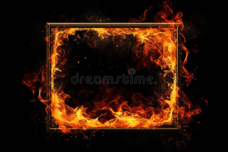 Burning Fire Frame or Blazing Inferno Abstract Border Stock ...