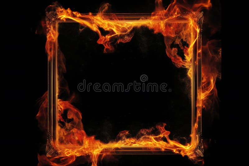 Burning Fire Frame or Blazing Inferno Abstract Border Stock ...