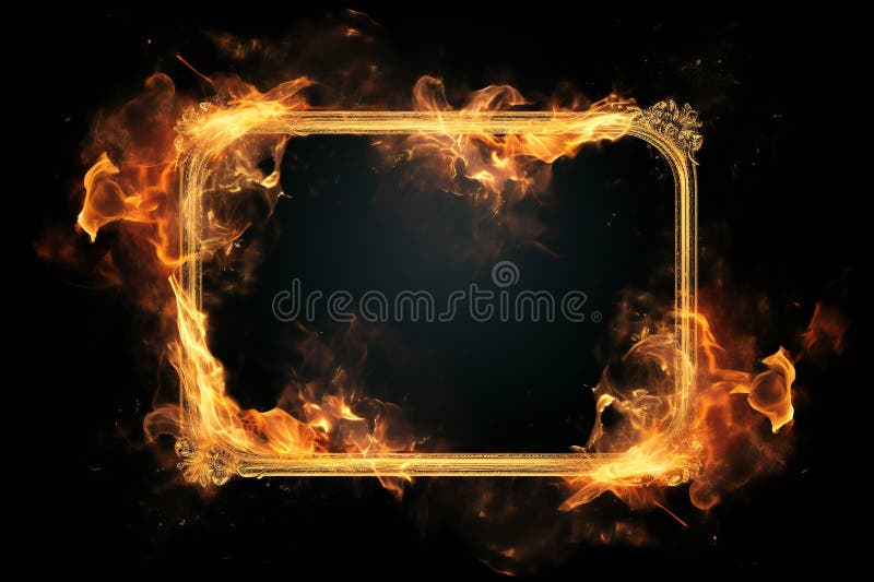 Burning Fire Frame or Blazing Inferno Abstract Border Stock ...