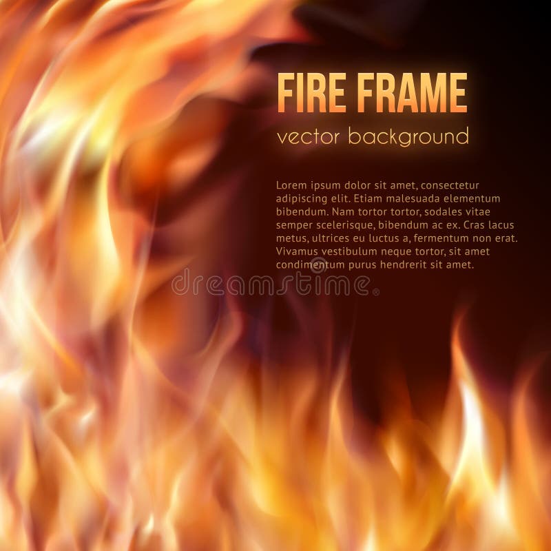 Burning Fire Frame. Vector Fiery Background Stock Vector - Illustration ...