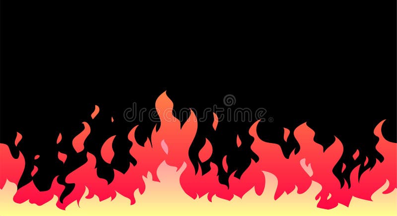 Burning Fire. Horizontal Border. Stock Vector - Illustration of ignite ...