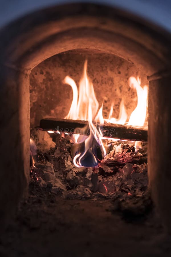 Fire in the Oven, View from Inside Stock Image - Image of blazing, burn ...