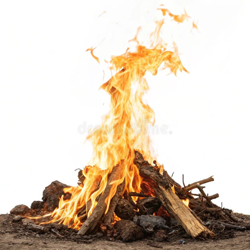 Burning Fire Isolated on White Background Stock Illustration ...