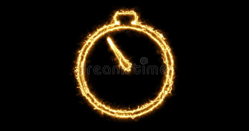 Burning Fire-like Stopwatch Icon Motion Graphic on a Black Background ...