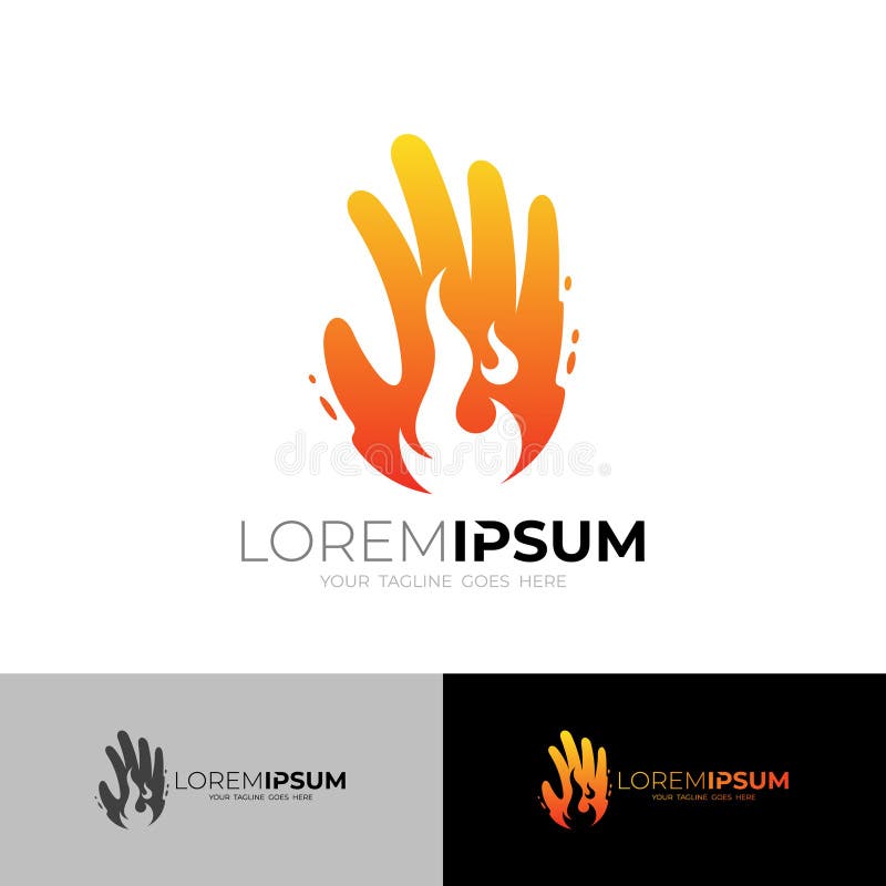 Burning Fire Logo and a Hand, Dangerous Logo Vector Stock Vector ...