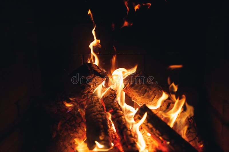 Burning Fire Logs in the Fireplace Stock Photo - Image of color, logs ...