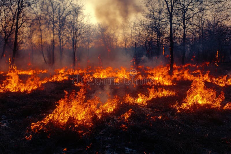 A Burning Fire in the Middle of a Field, Suitable for Rural or ...
