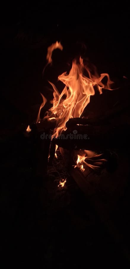 Burning fire at night stock photo. Image of flames, night - 175721796