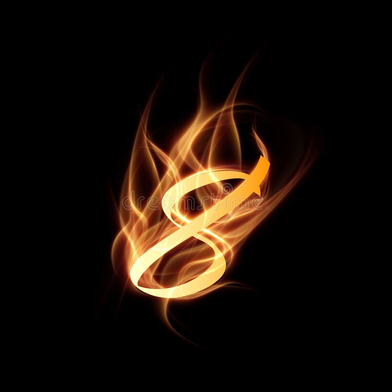Burning Fire Number 8. Digit Eight with Fire Effect on Black Background ...