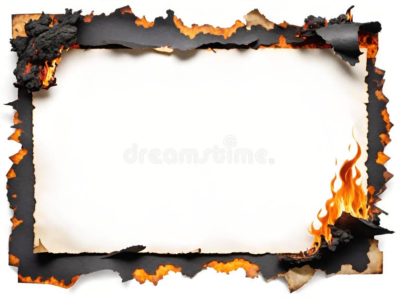 Burning fire paper frame stock illustration. Illustration of sign ...