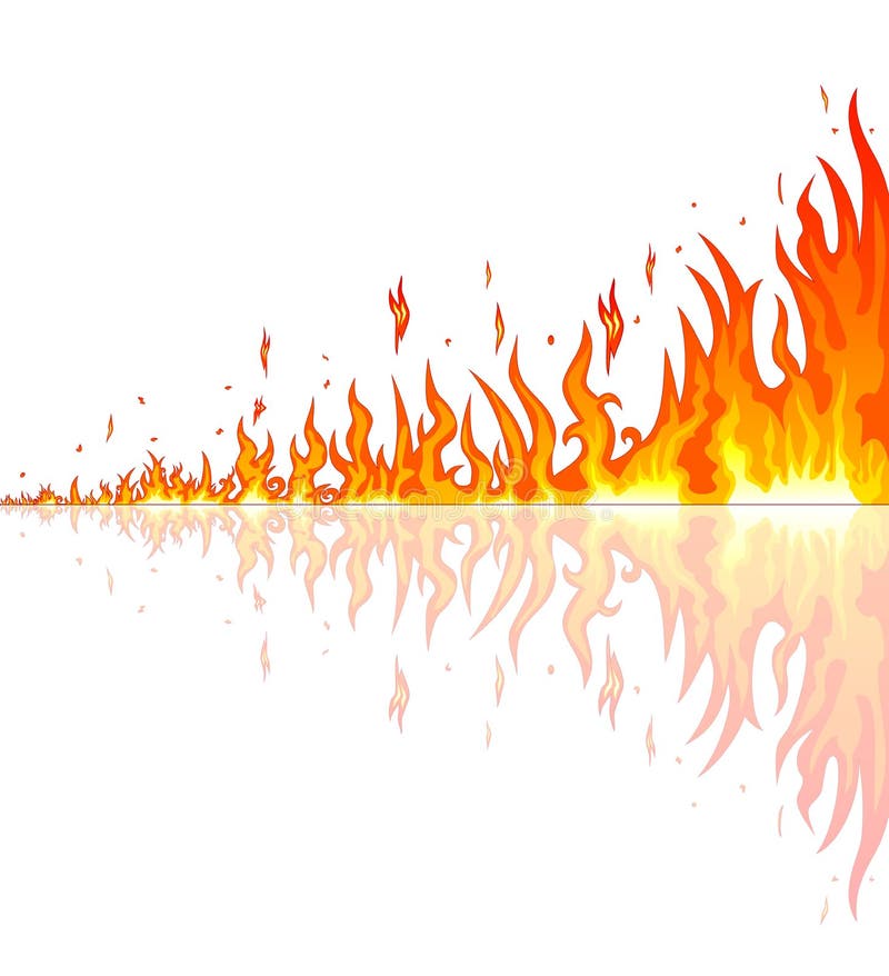 Burning Fire with Reflection Stock Vector - Illustration of border ...