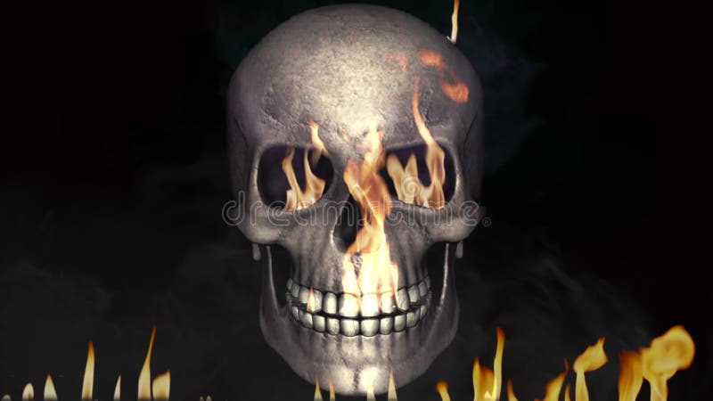 Flaming Skull with Sparks Background 4K Loop Stock Video - Video of ...