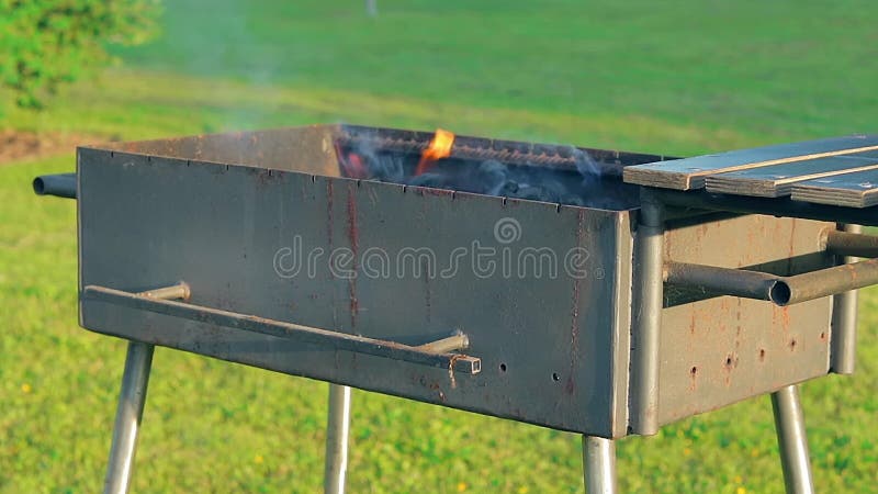 Burning Fire with Smoke Inside a Brazier Stock Footage - Video of ...
