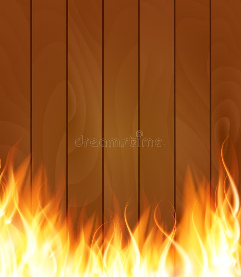 Burning Fire Special Light Effect Flames on Wood Boards Backgrou Stock ...