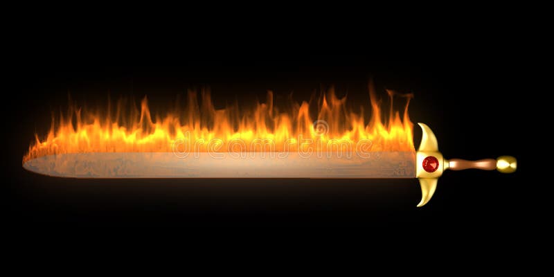 Burning Fire Sword stock illustration. Illustration of glowing - 10563540