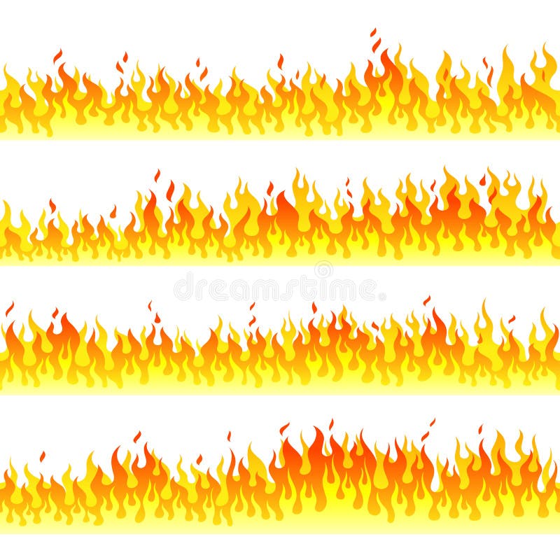 Burning Fire Walls Flat Vector Horizontal Seamless Pattern Stock Vector ...