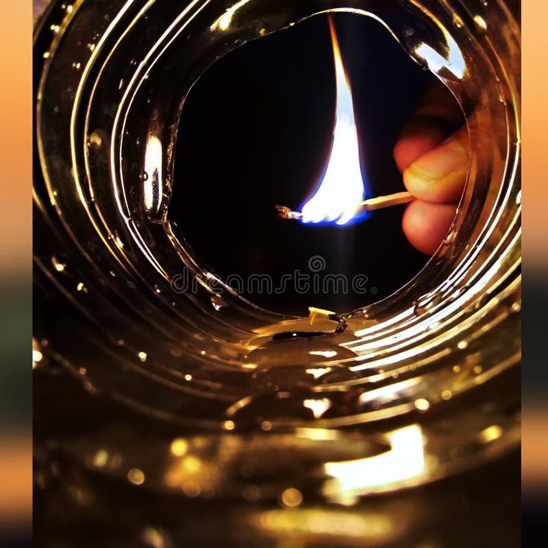 Burning Fire with Water Cylindrical Reflection Stock Photo - Image of ...