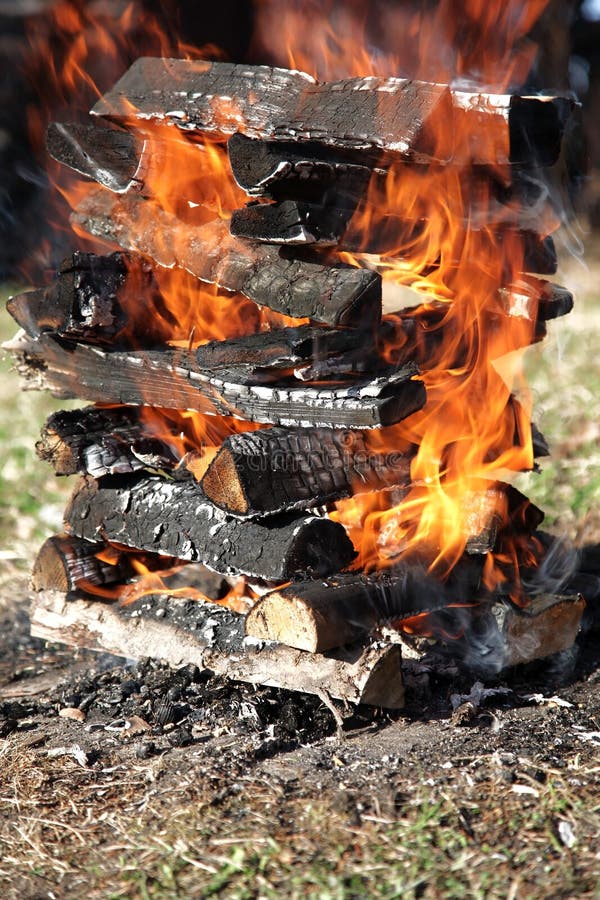 Burning fire wood stock image. Image of coal, logs, flames - 19986805