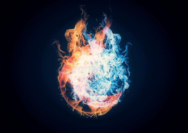 Burning Fireball and Black Background Stock Illustration - Illustration ...