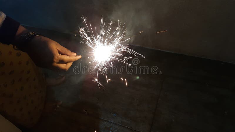 Burning Firecrackers in a Dark Outside of the House Stock Photo - Image ...