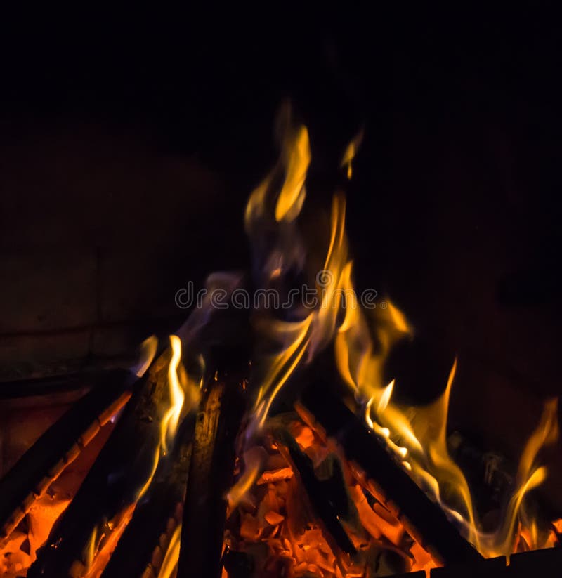 Burning Fireplace. Bonfire Warmth Object Stock Image - Image of coal ...
