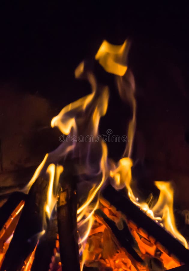 Burning Fireplace. Bonfire Warmth Object Stock Image - Image of night ...