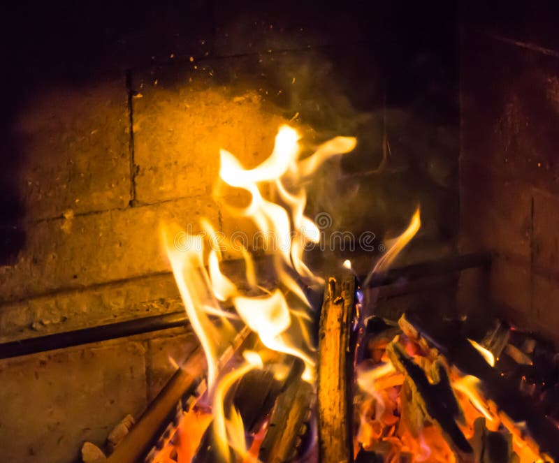 Burning Fireplace. Bonfire Warmth Texture Stock Image - Image of ...