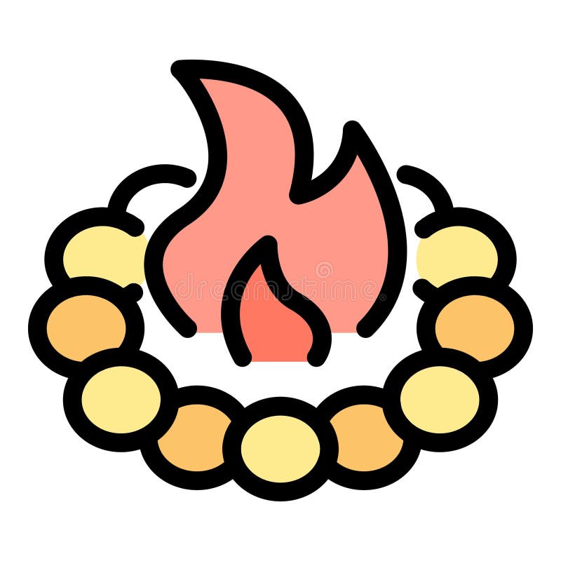 Campfire is Burning in the Center of a Circle of Stones Stock ...