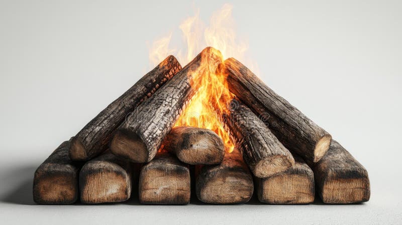 Burning Firewood with Bright Flames Generative AI Stock Illustration ...