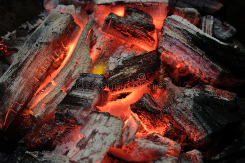 Burning Firewood, Glowing Logs in the Fireplace Closeup Background ...