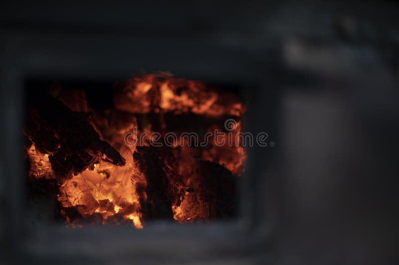 Burning of Firewood in Hearth. Flames of Pyre Stock Photo - Image of ...