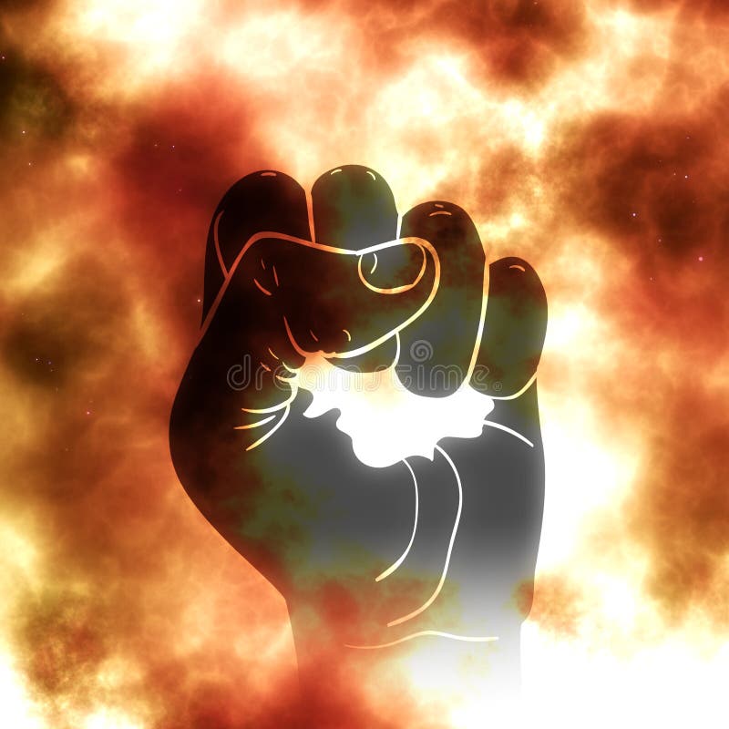 Burning fist background stock illustration. Illustration of protest ...