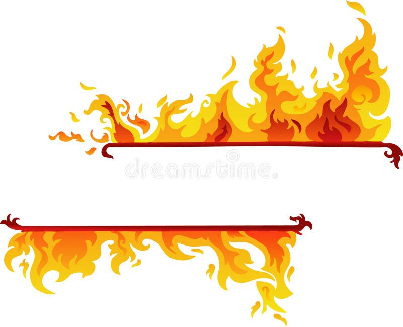 Burning Flame Banner (Vector) Stock Vector - Illustration of broil ...