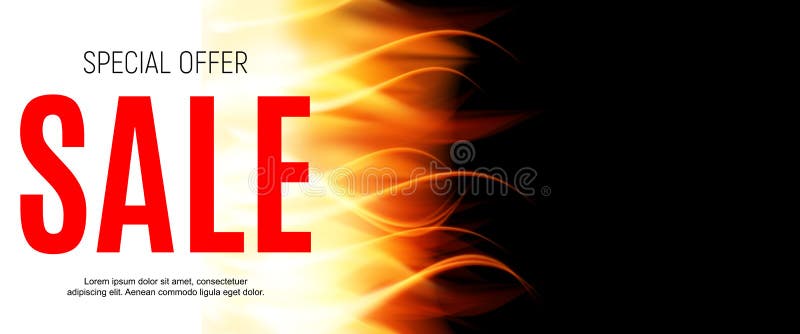Burning Flame of Fire Sale Background. Vector Illustration Stock ...