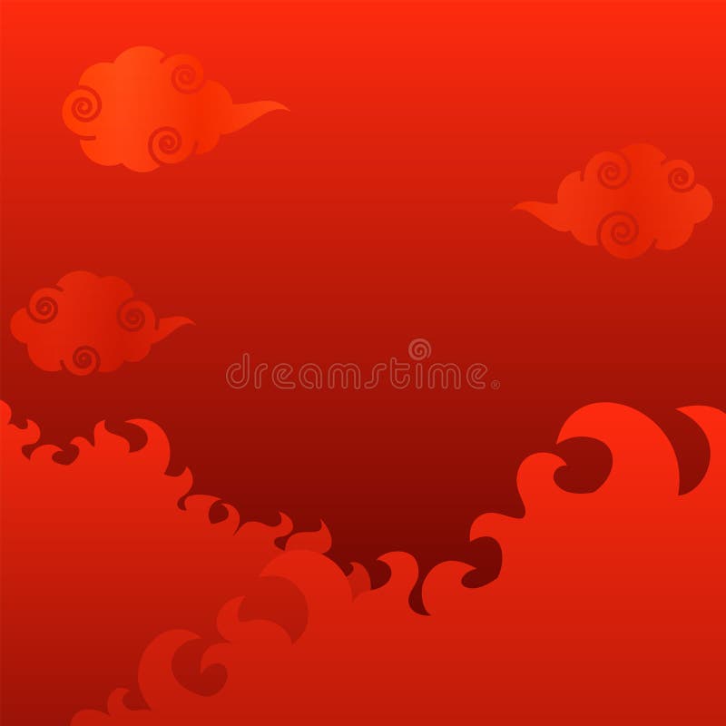 Burning Flames and Chinese Style Clouds Gradient Background Vector ...