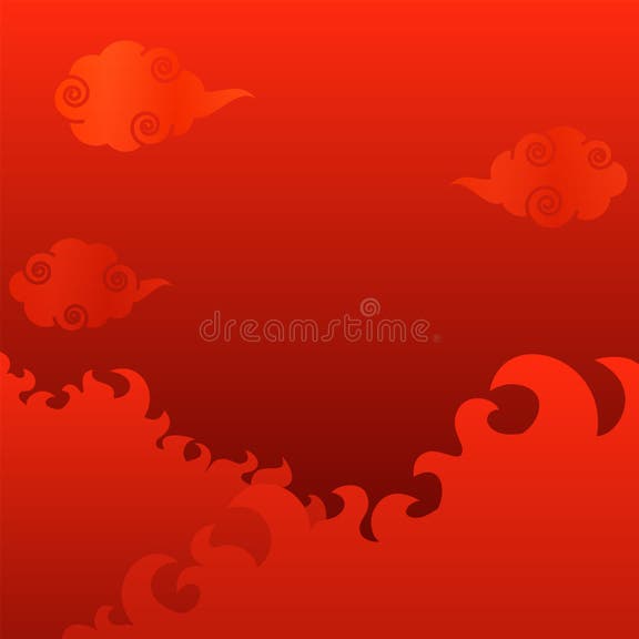 Burning Flames and Chinese Style Clouds Gradient Background Vector ...