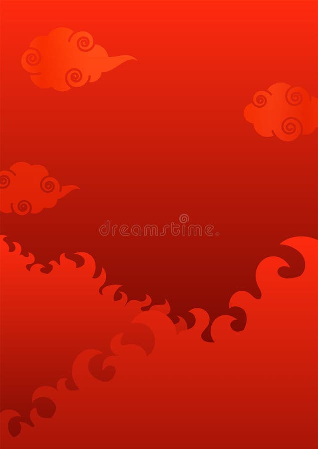 Burning Flames and Chinese Style Clouds Gradient Background Vector ...