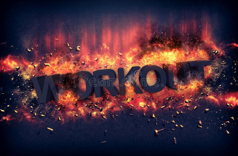 Burning Flames and Explosive Sparks - WORKOUT Stock Image - Image of ...