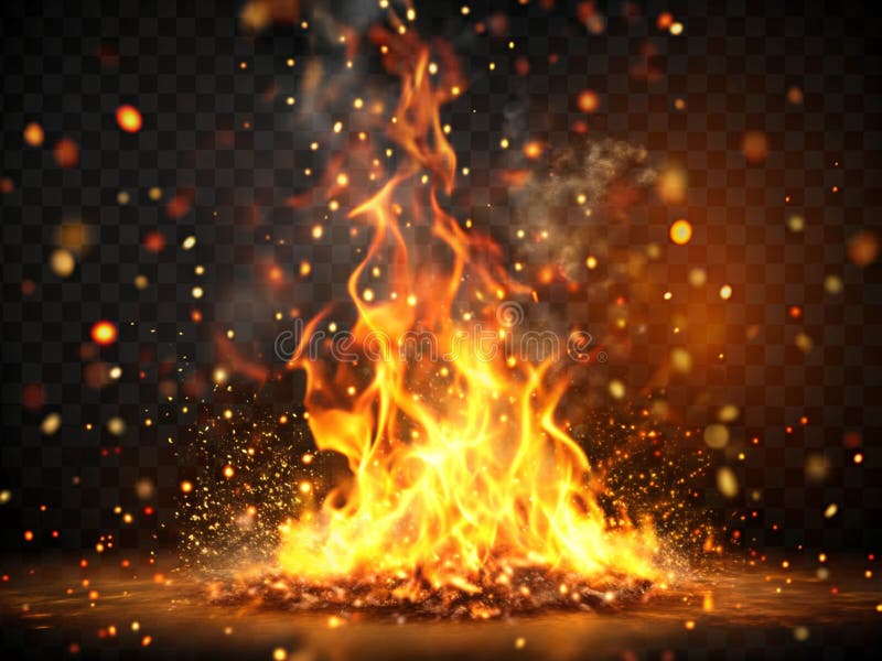 Burning Flames with the Flying Particles Overlay Effect Stock ...