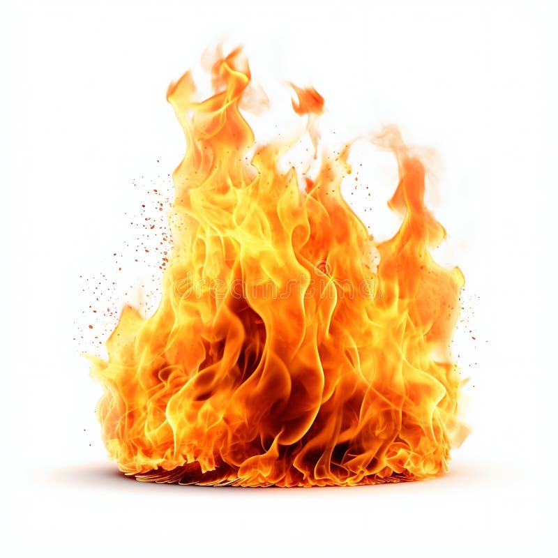 Burning Flames Isolated on White Background. Generative Ai Stock Photo ...