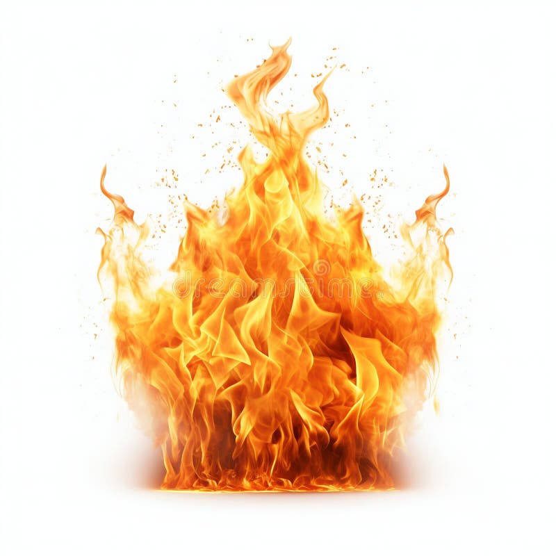 Burning Flames Isolated on White Background. Generative Ai Stock ...