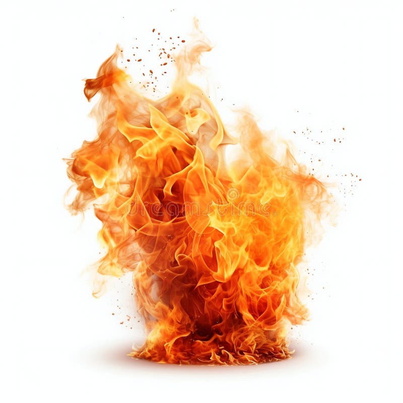 Burning Flames Isolated on White Background. Generative Ai Stock ...