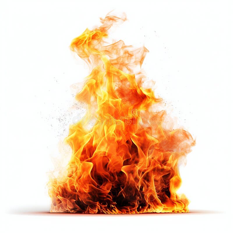 Burning Flames Isolated on White Background. Generative Ai Stock ...