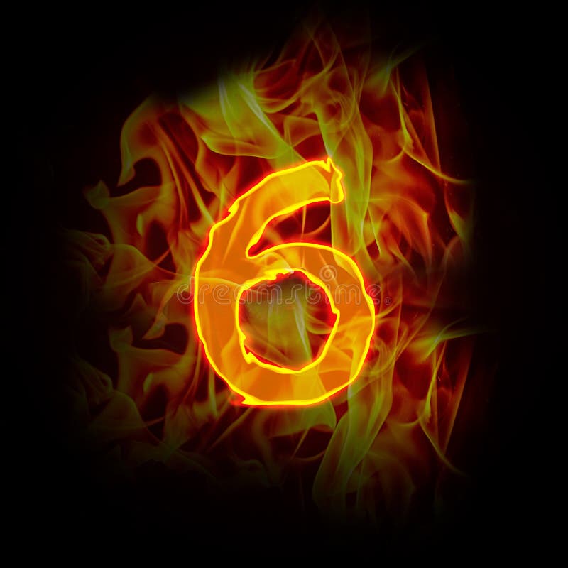 Flames Alphabet Number 6 Six Stock Illustration - Illustration of ...