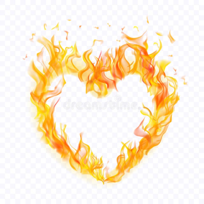 Burning Flames in the Shape of a Heart Stock Vector - Illustration of ...