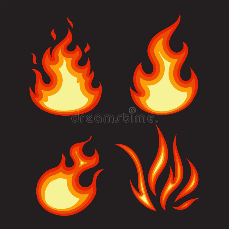 Burning Fire Vector Design Collection Stock Vector - Illustration of ...